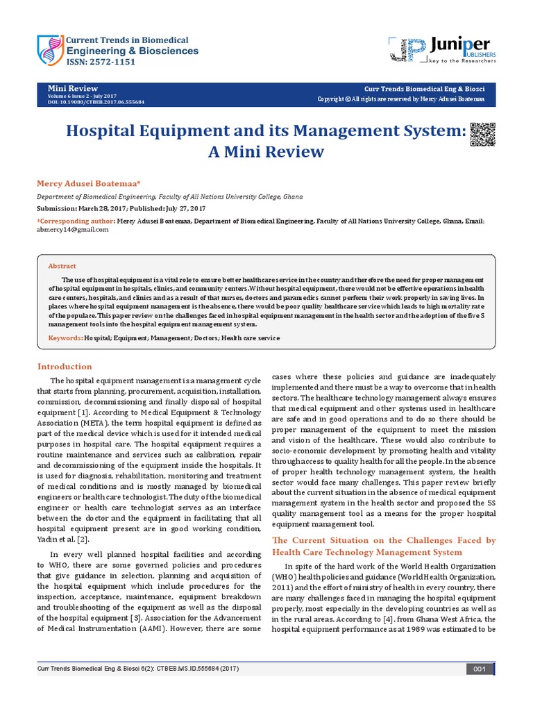 Hospital Equipment and Its Management System A Min | PDF | Health Care ...
