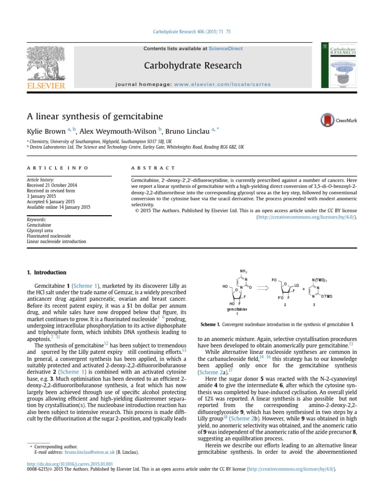 A Linear Synthesis of Gemcitabine | Download Free PDF | Organic ...