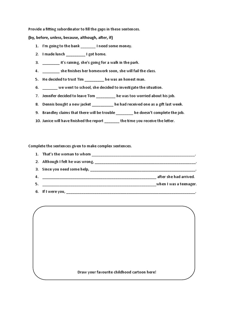 Complex Sentence Exercise-Extended | PDF