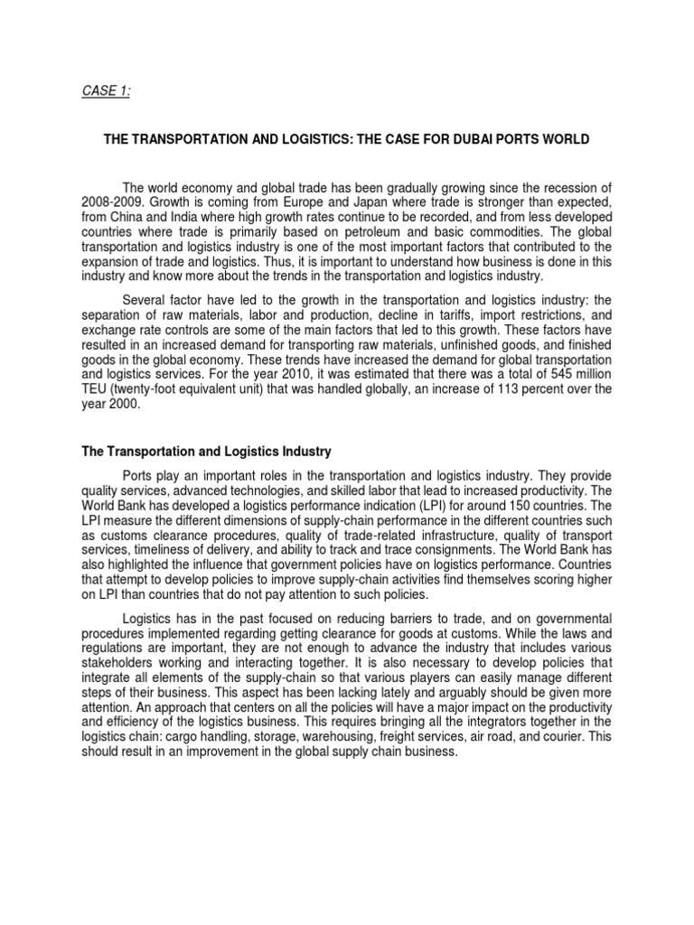 Case #1 | PDF | Logistics | Supply Chain