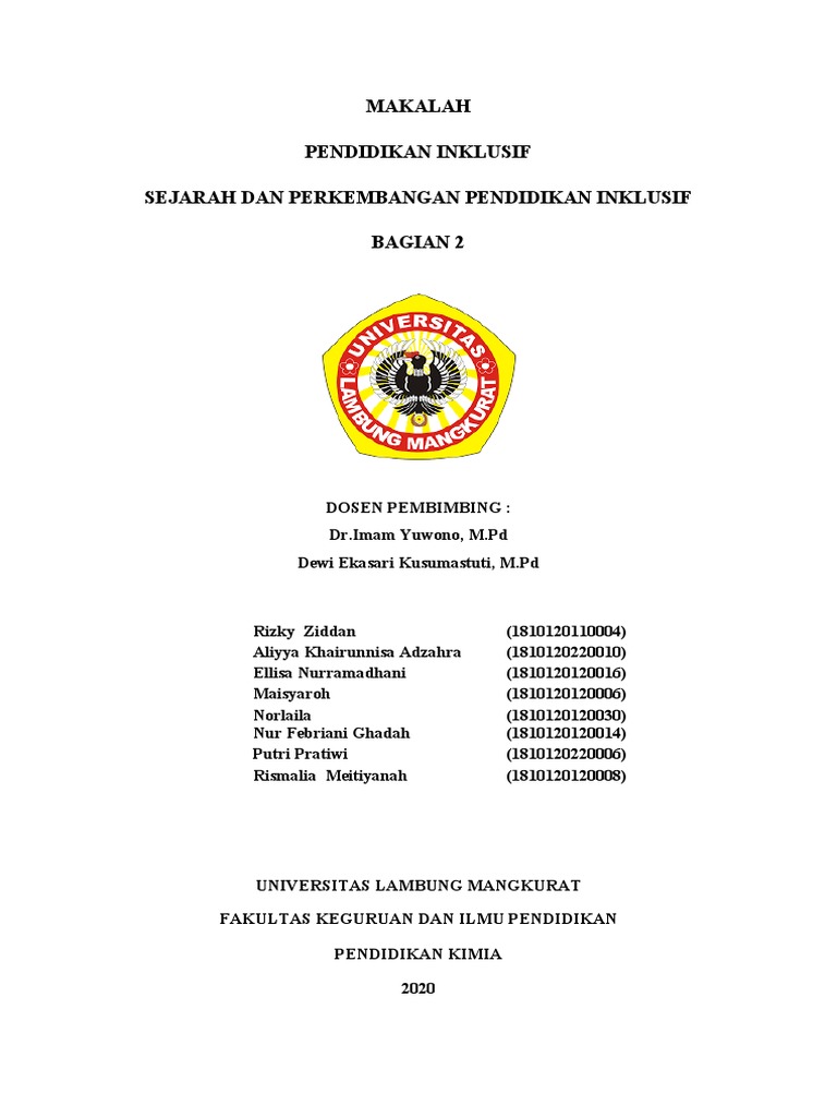 Makalah Pendidikan Inklusi - Sejarah Dan Perkembangan Pendidikan ... Makalah Pendidikan Inklusi - Sejarah Dan Perkembangan Pendidikan ...