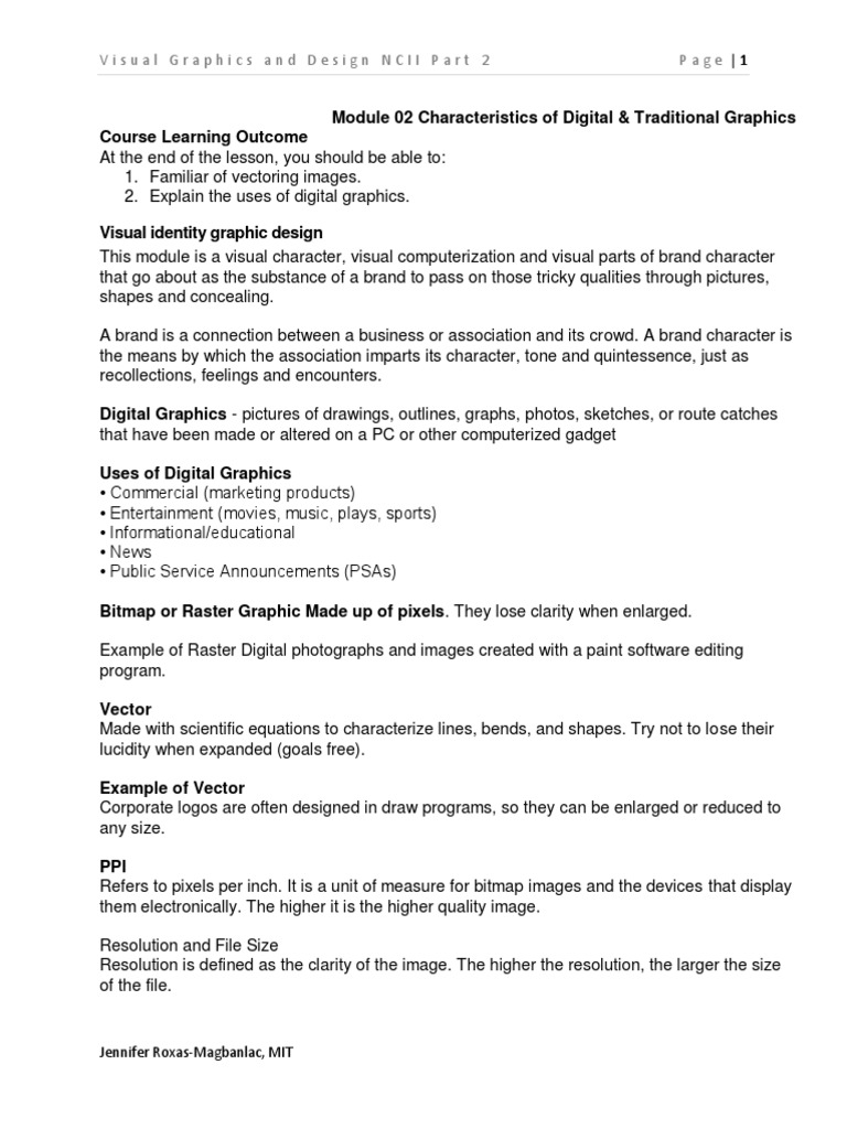 Characteristics of Digital Graphics | PDF | Data Compression | Pixel