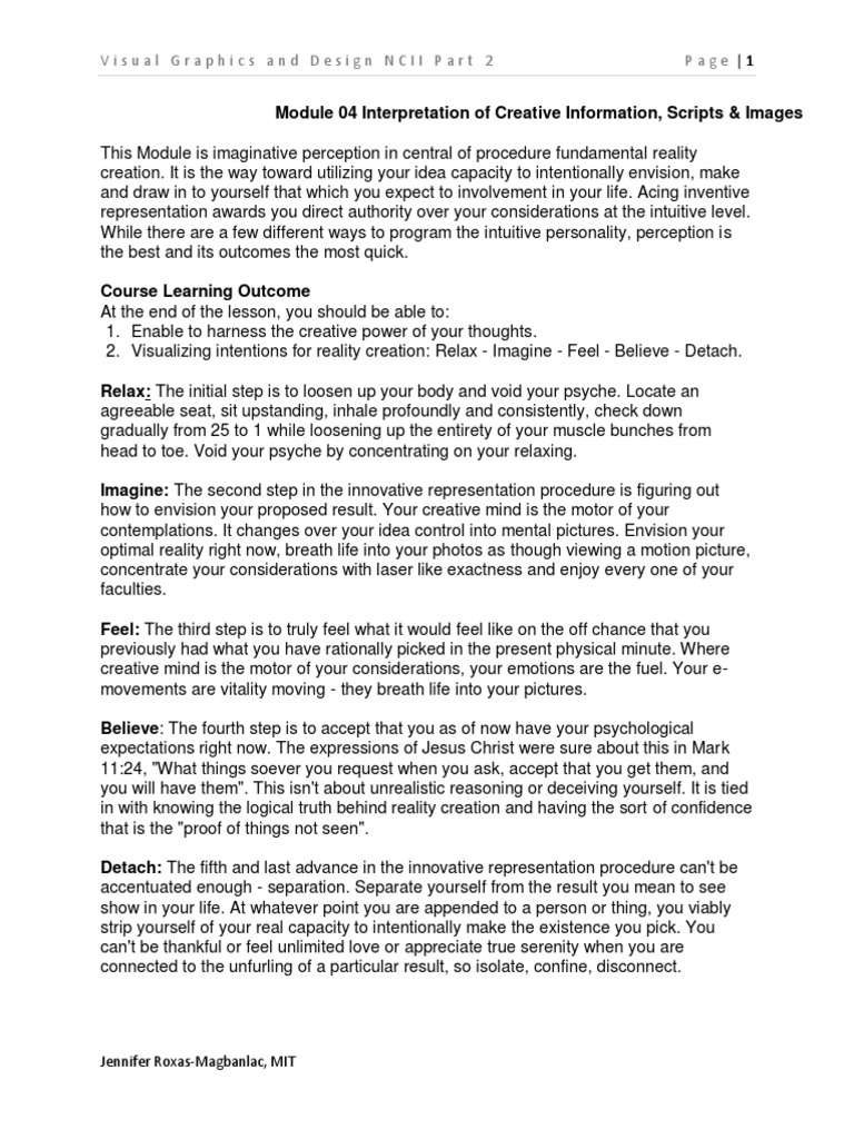 WEEK 007-008 MODULE Interpretation of Creative Information, Scripts ...