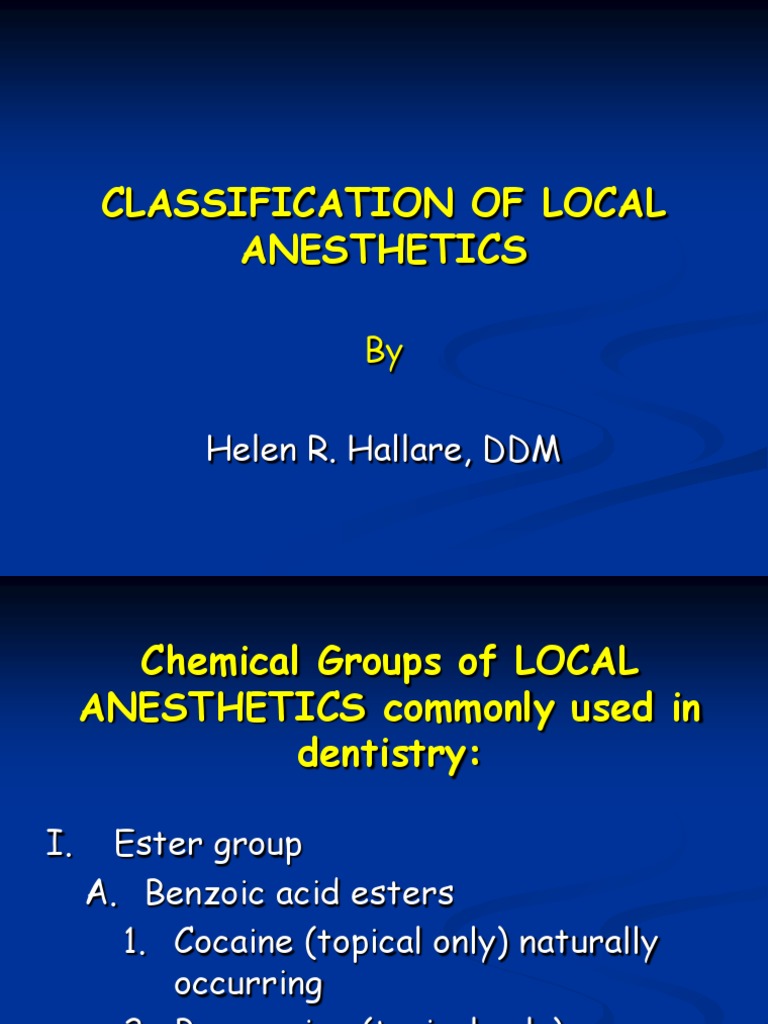 Classification of Local Anesthetics | PDF | Anesthesia | Cocaine