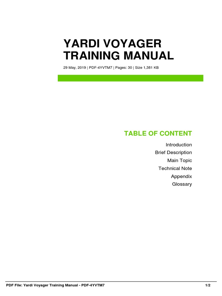 Yardi Voyager Training Manual Pdf-4yvtm7 | PDF | E Books | Information Science