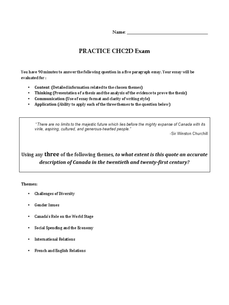 CHC2D PRACTICE Exam | PDF | Paragraph | Essays