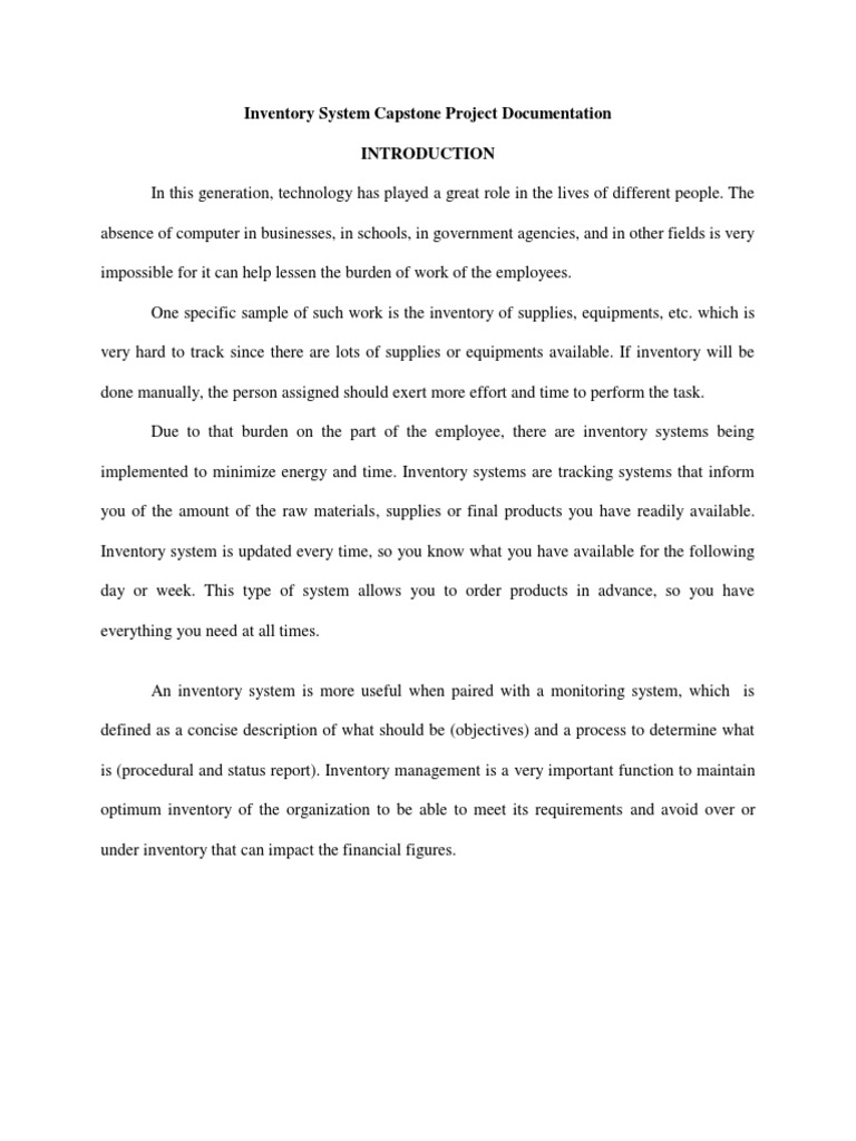 Inventory System Capstone Project Documentation | PDF | Databases | Inventory