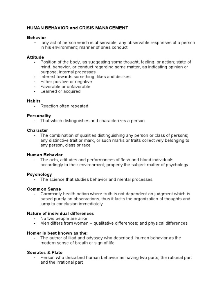 Human Behavior and Crisis Management | PDF | Id | Anxiety Disorder