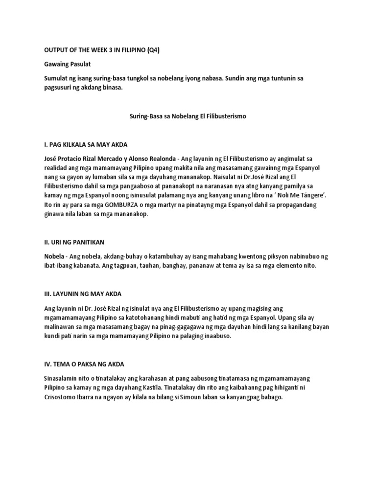 Output of The Week 3 in Filipino (q4) | PDF