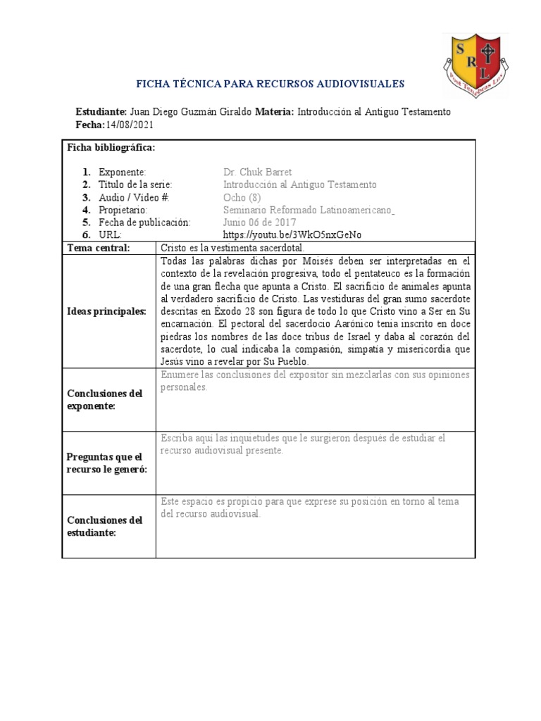 Ficha Técnica para Recursos Audiovisuales | PDF