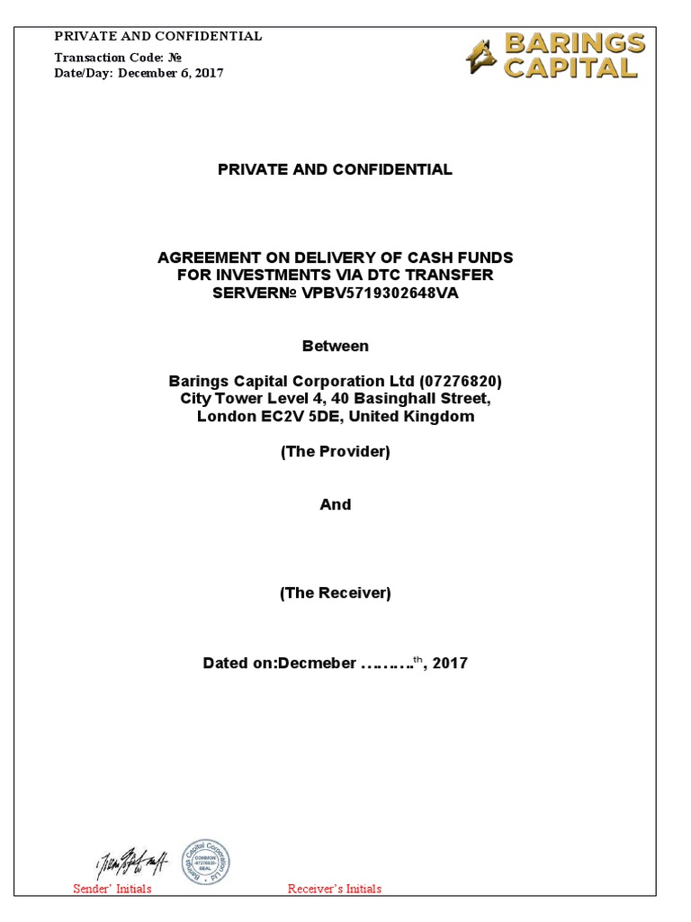 DTC Barings Capital Inc Need HSBC HK | PDF | Wire Transfer | Payments