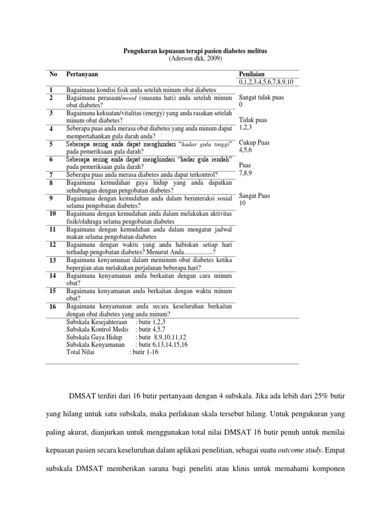 Pengukuran Kepuasan Terapi Pasien Diabetes Melitus | PDF