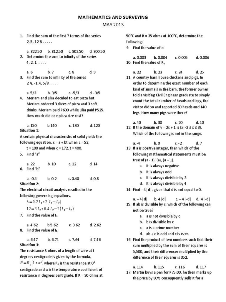 Mathematics and Surveying May 2013 | PDF | Trigonometric Functions | Space