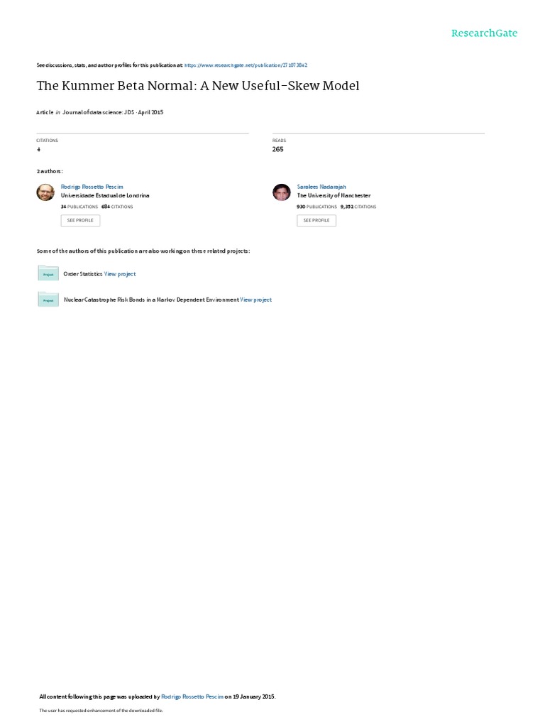 Kummer Beta Normal JDS FINAL | PDF | Statistical Analysis | Teaching Mathematics