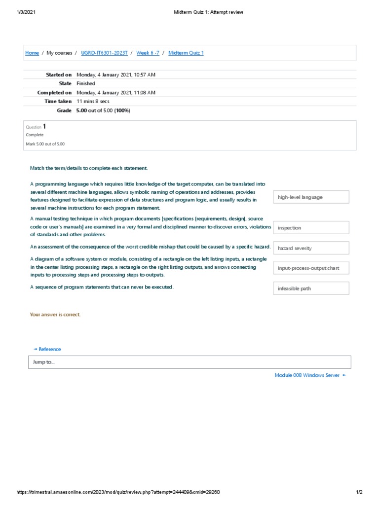 Midterm Quiz 1 - Attempt Review 5 | PDF | Computer Program | Programming
