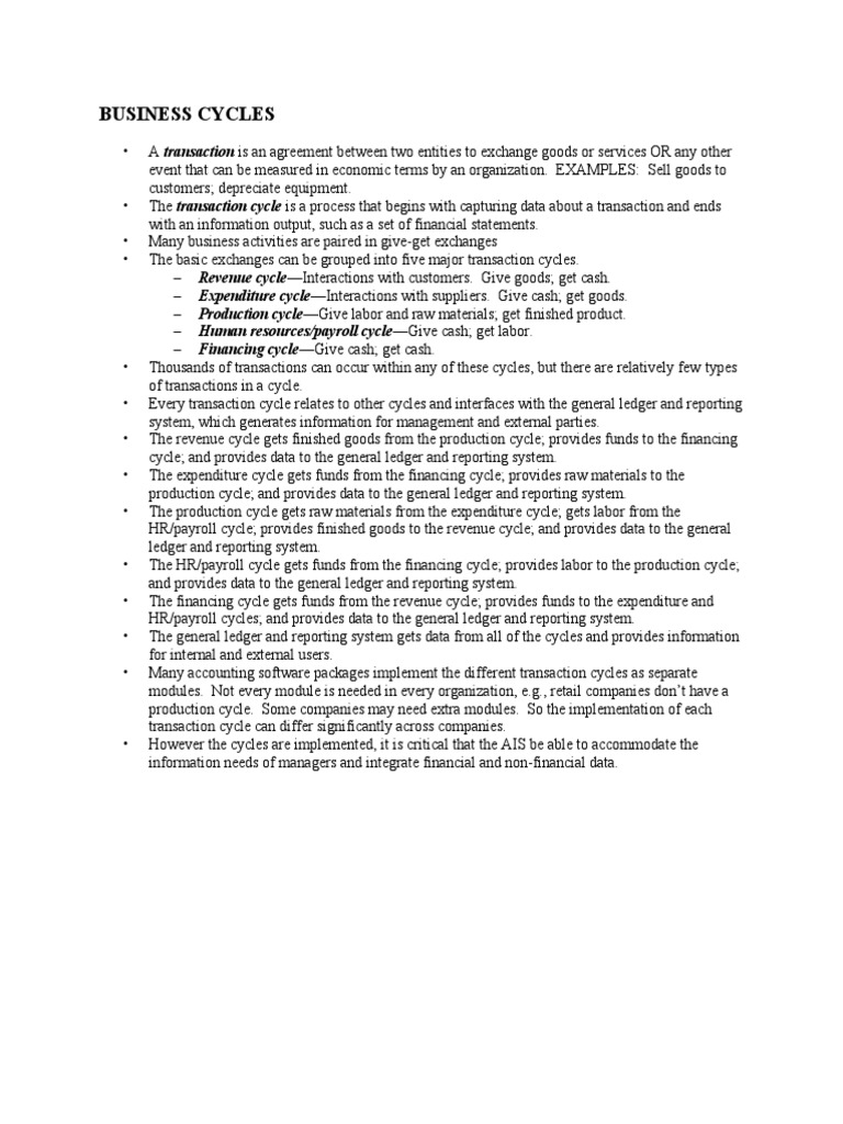 Business Cycles | PDF | Financial Transaction | System
