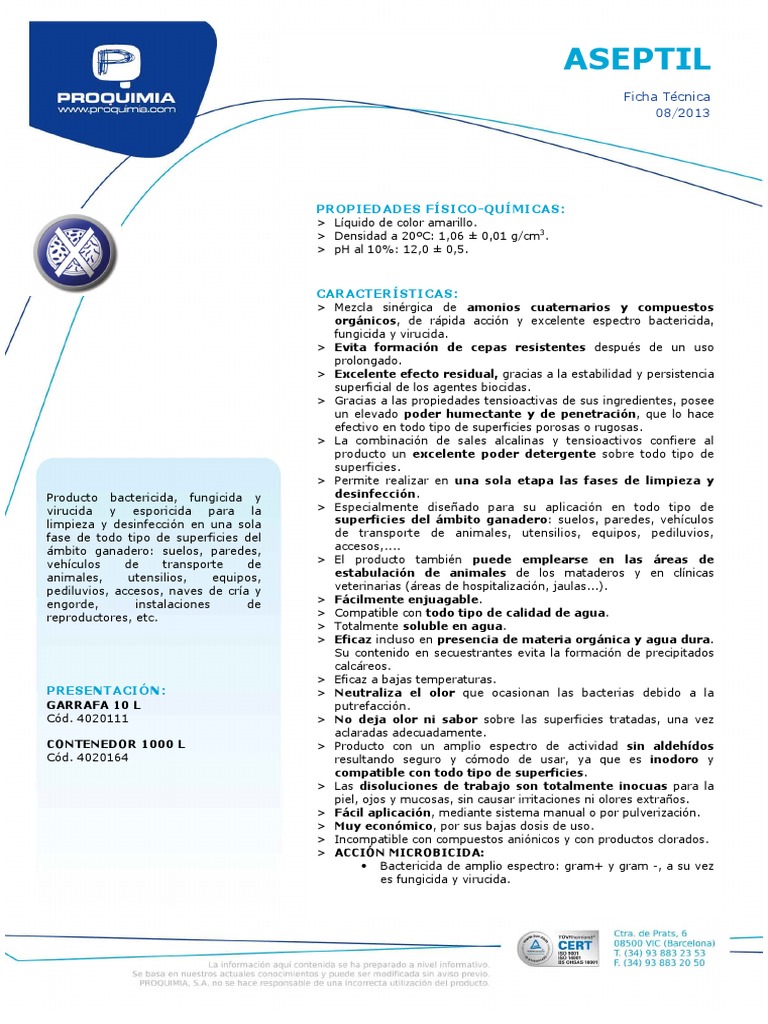 Aseptil | Descargar gratis PDF | Sustancias químicas | Agua