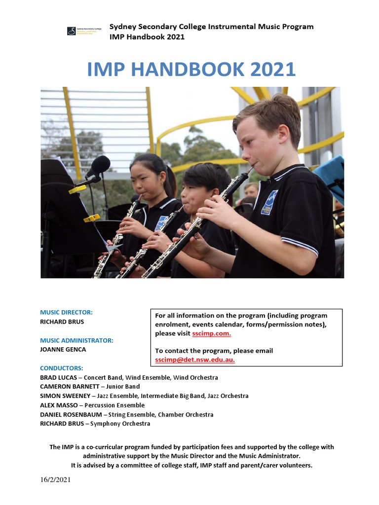 Sscimp Handbook 2021 Updated 16 | PDF | Orchestras | Classical Music