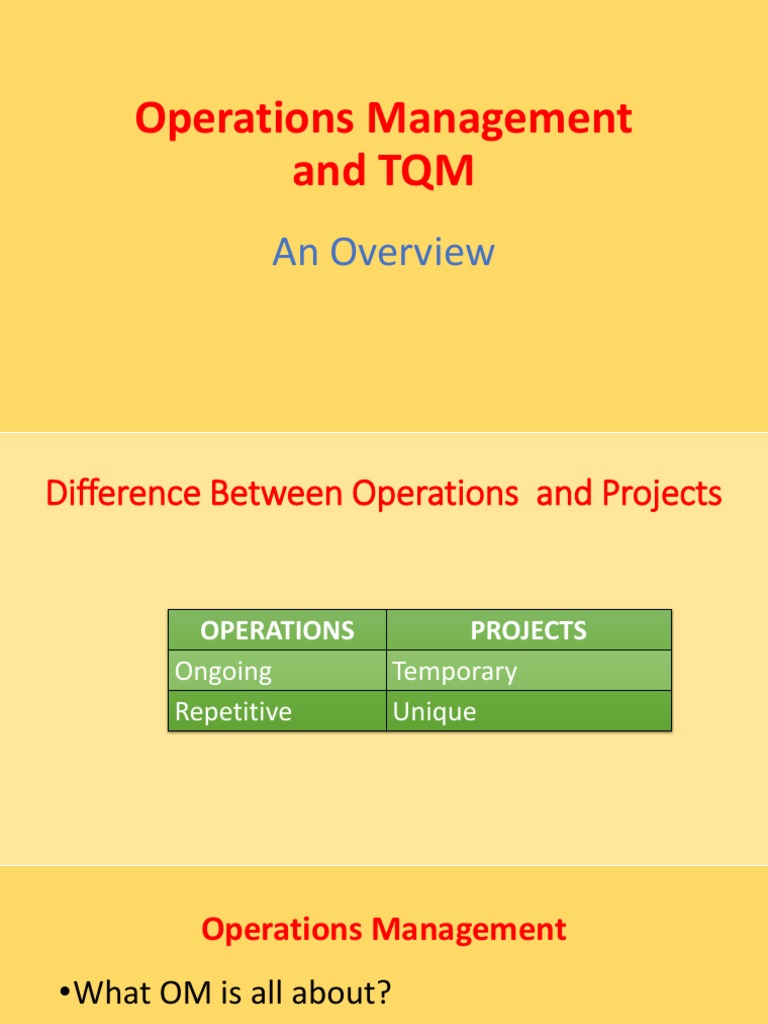 Operations Management and TQM - An Overview | PDF | Operations ...