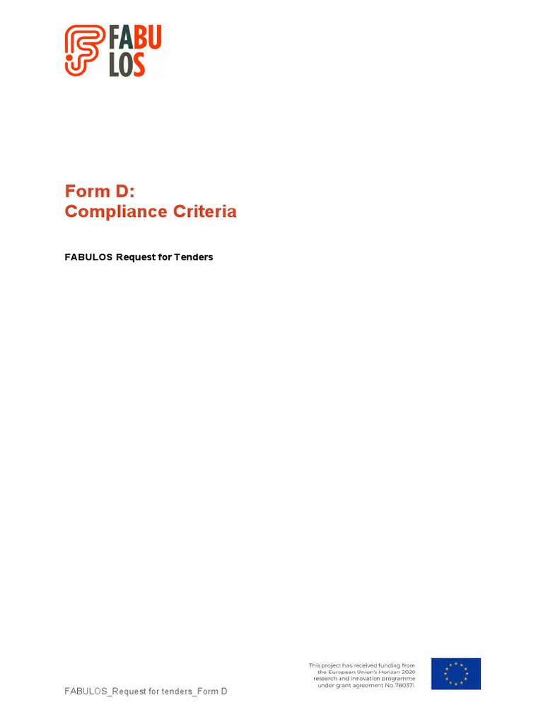 Form D Compliance Criteria | PDF | Consortium | European Union