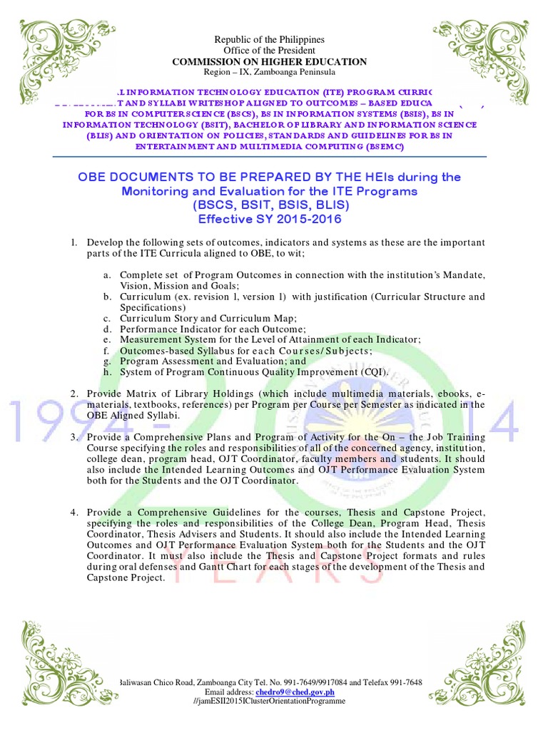 Checklist of OBE Documents For M and E | PDF | Curriculum | Human Nature