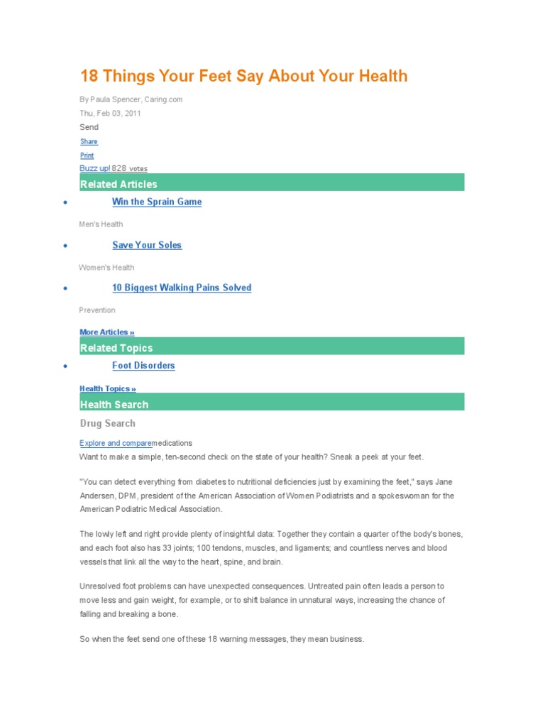 18 Things Your Feet Say About Your Health | PDF | Arthritis | Gout