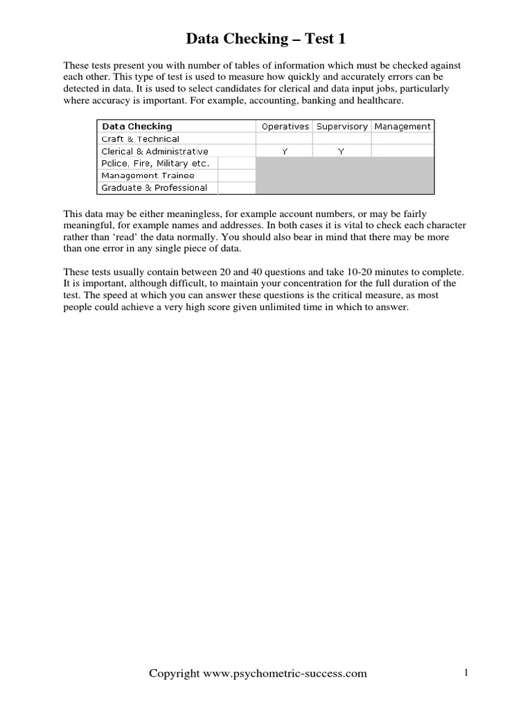 Data Checking - Test 1 | PDF | Accuracy And Precision | Computing