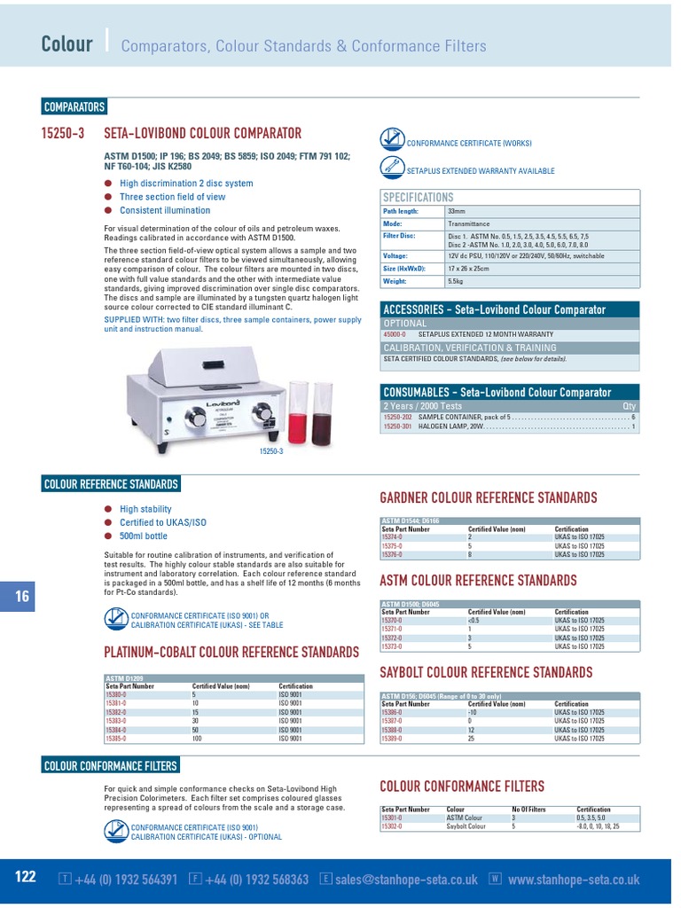 Colour: Comparators, Colour Standards & Conformance Filters | PDF ...