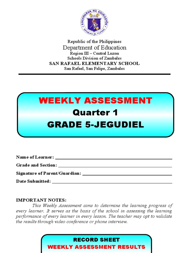 WEEKLY ASSESSMENT - Grade 5 Q1 - W3 | PDF