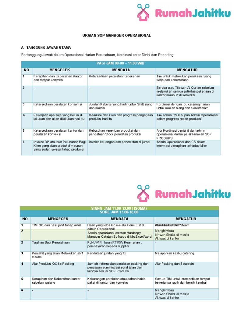 Manager Operasional | PDF
