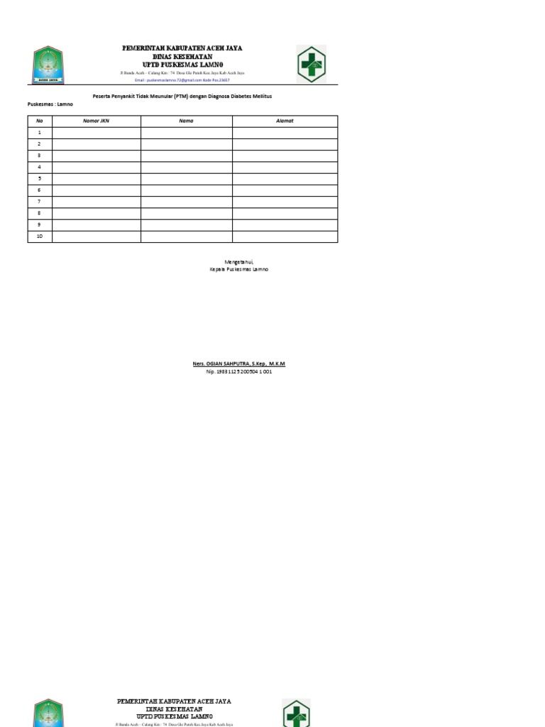 Contoh Table Prolanis | PDF