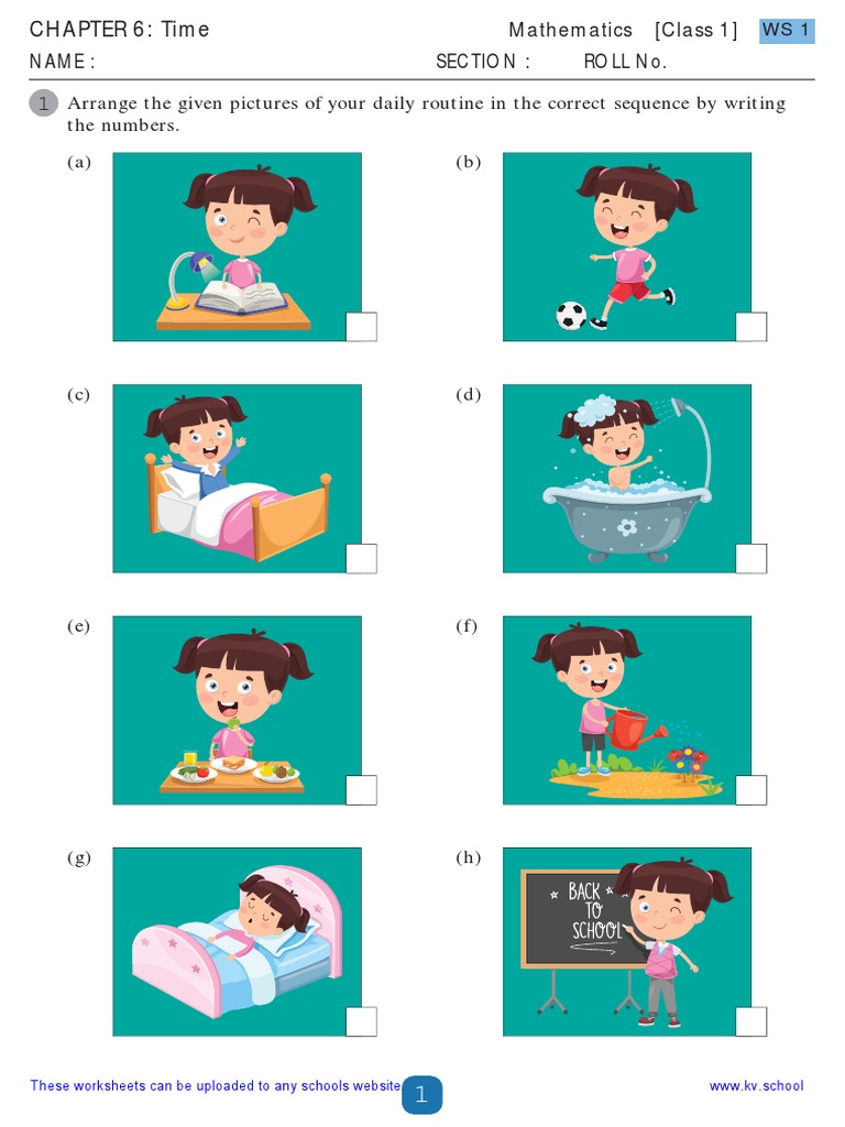 Name: Section: Roll No. Arrange The Given Pictures of Your Daily ...