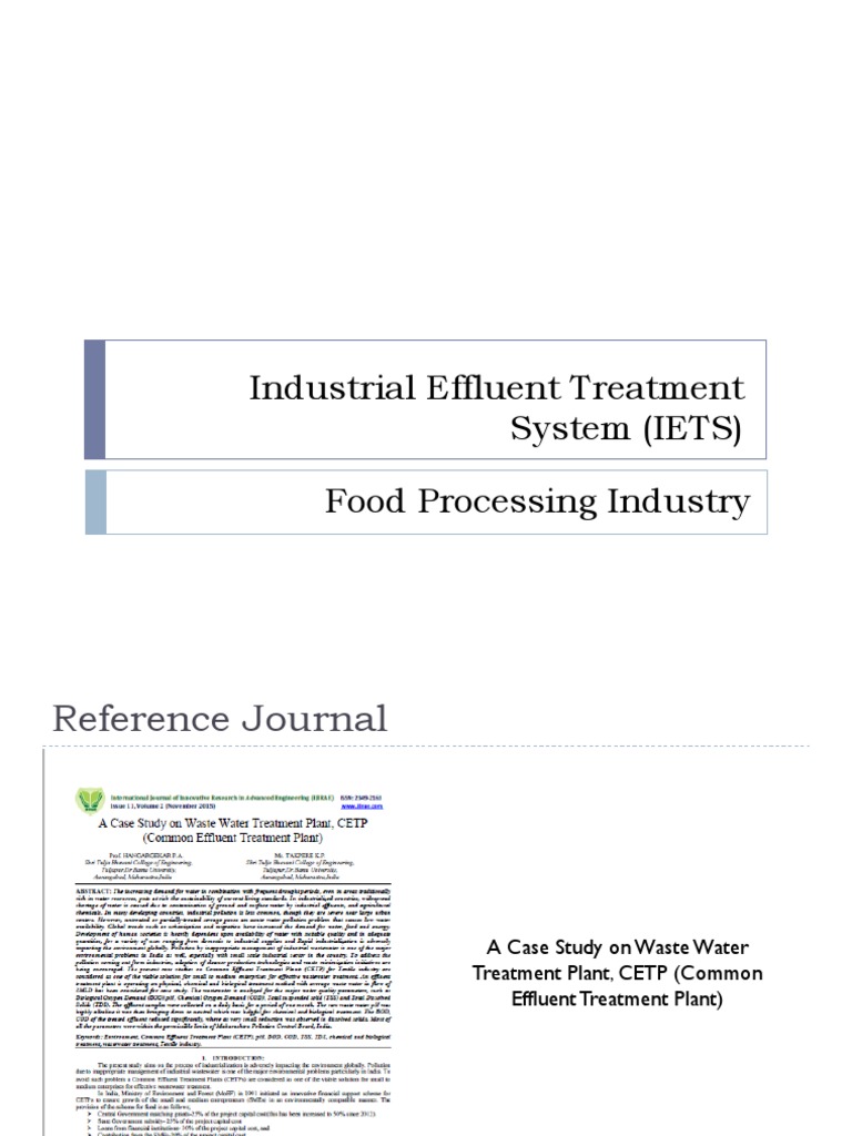 Industrial Effluent Treatment in IETS | PDF | Sewage Treatment ...