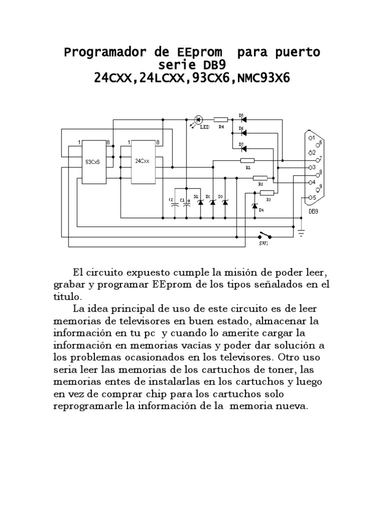 Programador de EEprom para Puerto Serie DB9 24CXX 93CXX | PDF