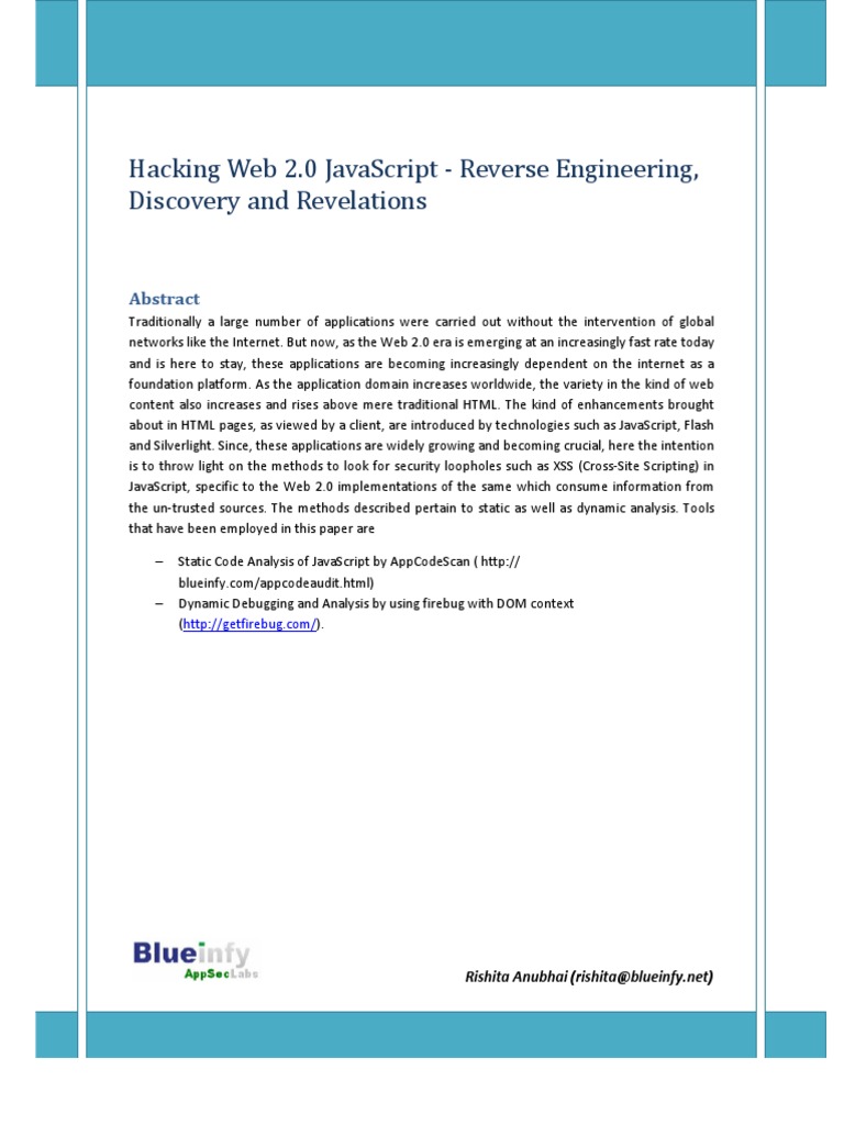 Hacking Web 2.0 Javascript - Reverse Engineering, Discovery and ...