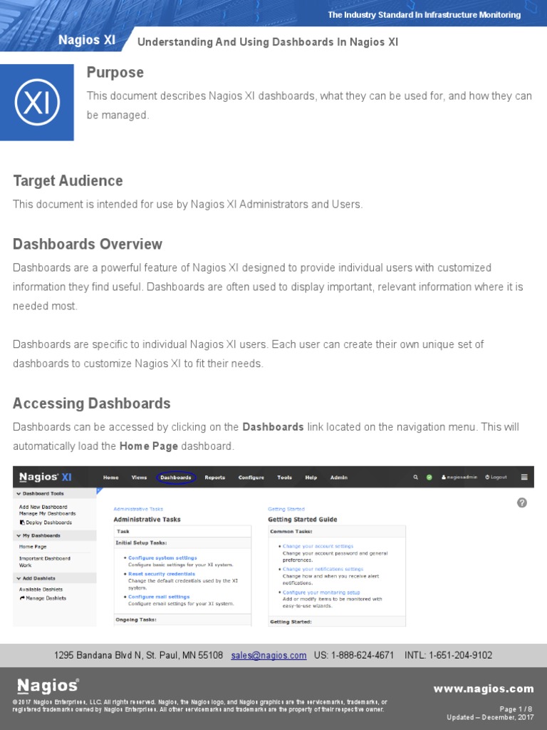 Understanding And Using Dashboards In Nagios Xi Pdf Icon Computing Menu Computing