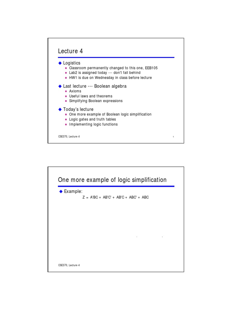 Lec 4 | PDF | Boolean Algebra | Teaching Mathematics
