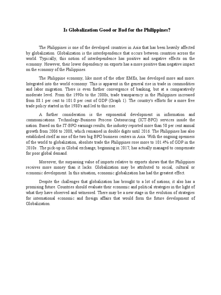 Globalization's Impact on the Philippines | PDF | Politics