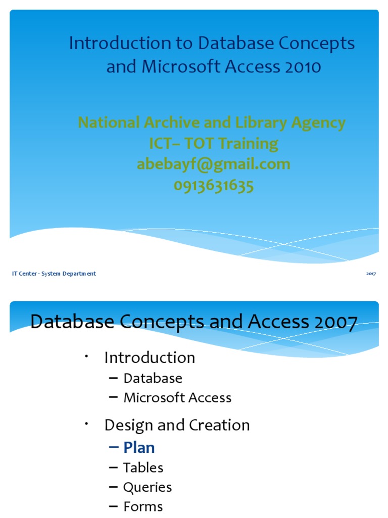 Introduction To Database Concepts Pdf Microsoft Access Databases