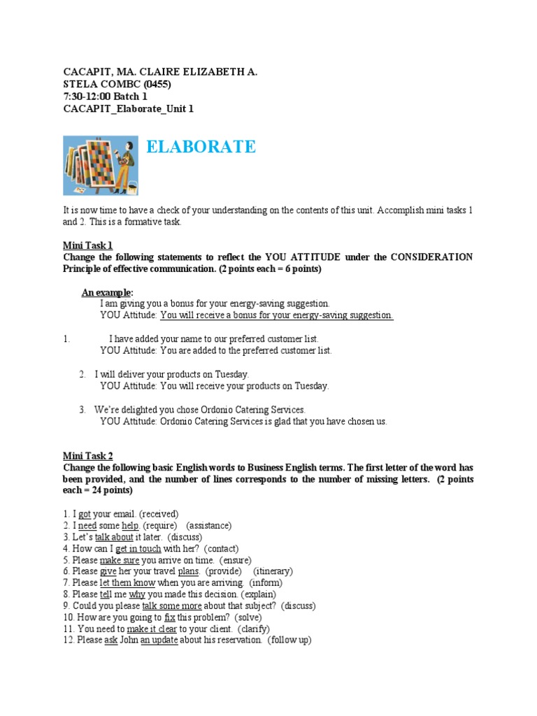 Effective Communication Tasks | PDF | Teaching Methods & Materials