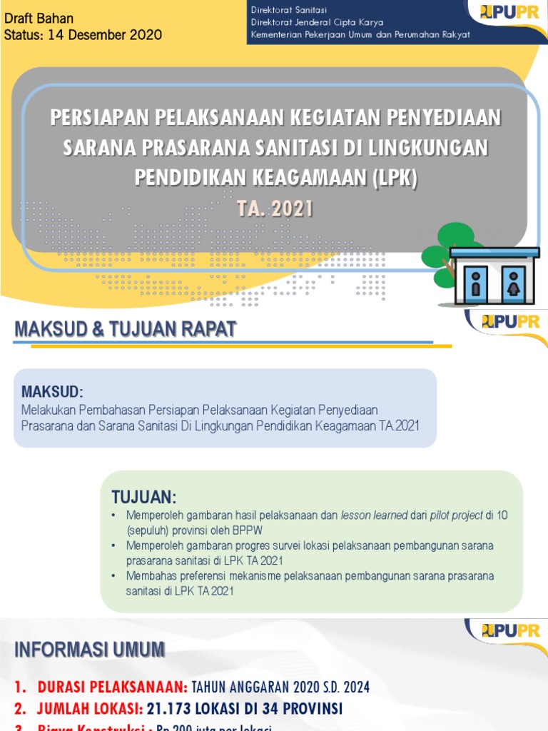 Bahan Persiapan Sanitasi LPK IBM Dan Kontraktualdengan BPPW - Share | PDF