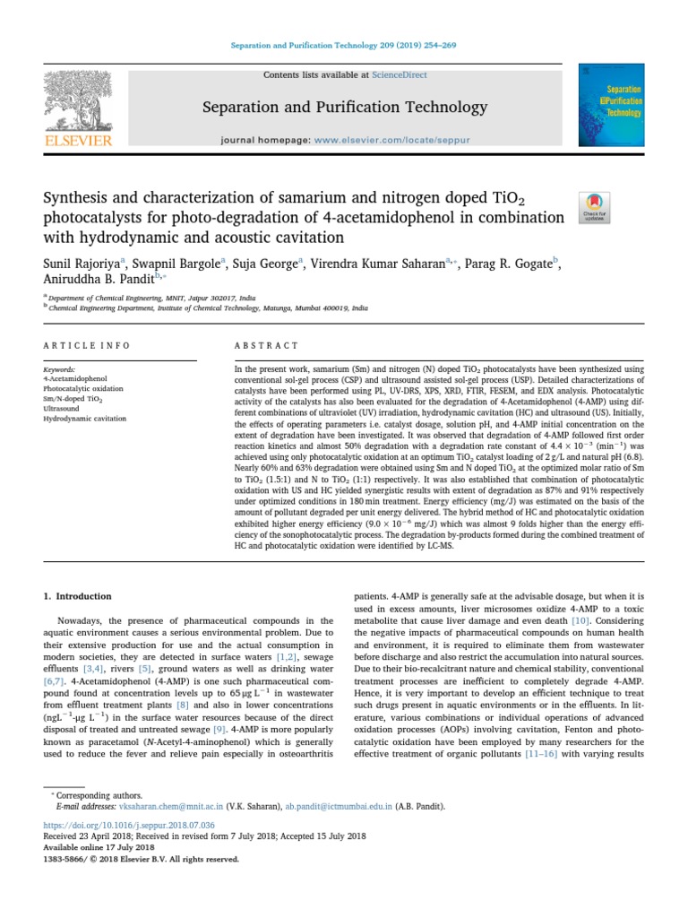Separation and Puri Fication Technology: Sciencedirect | PDF | X Ray ...
