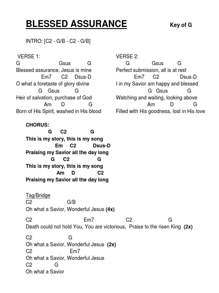 Blessed Assurance Key of G | PDF