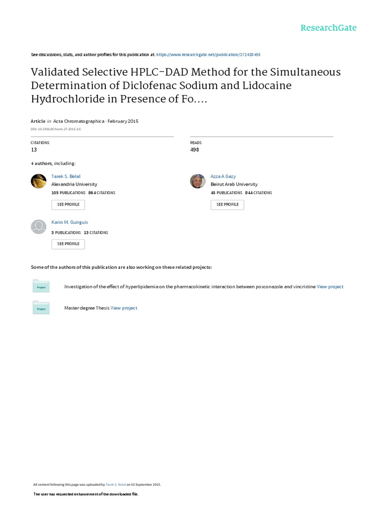 Validated Selective HPLC-DAD Method For The Simult | PDF | High ...