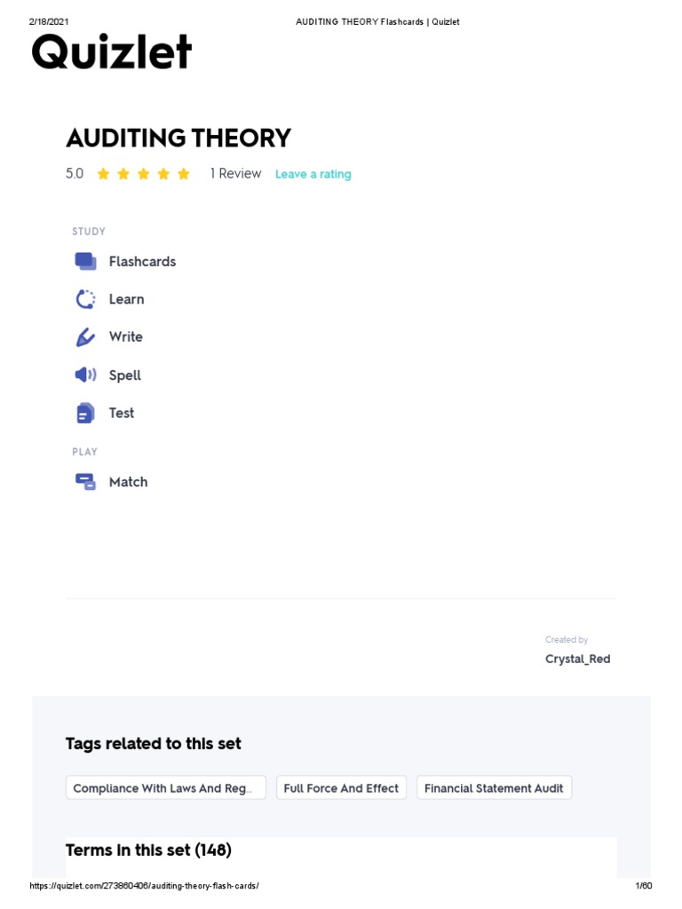 Auditing Theory Flashcards - Quizlet | PDF