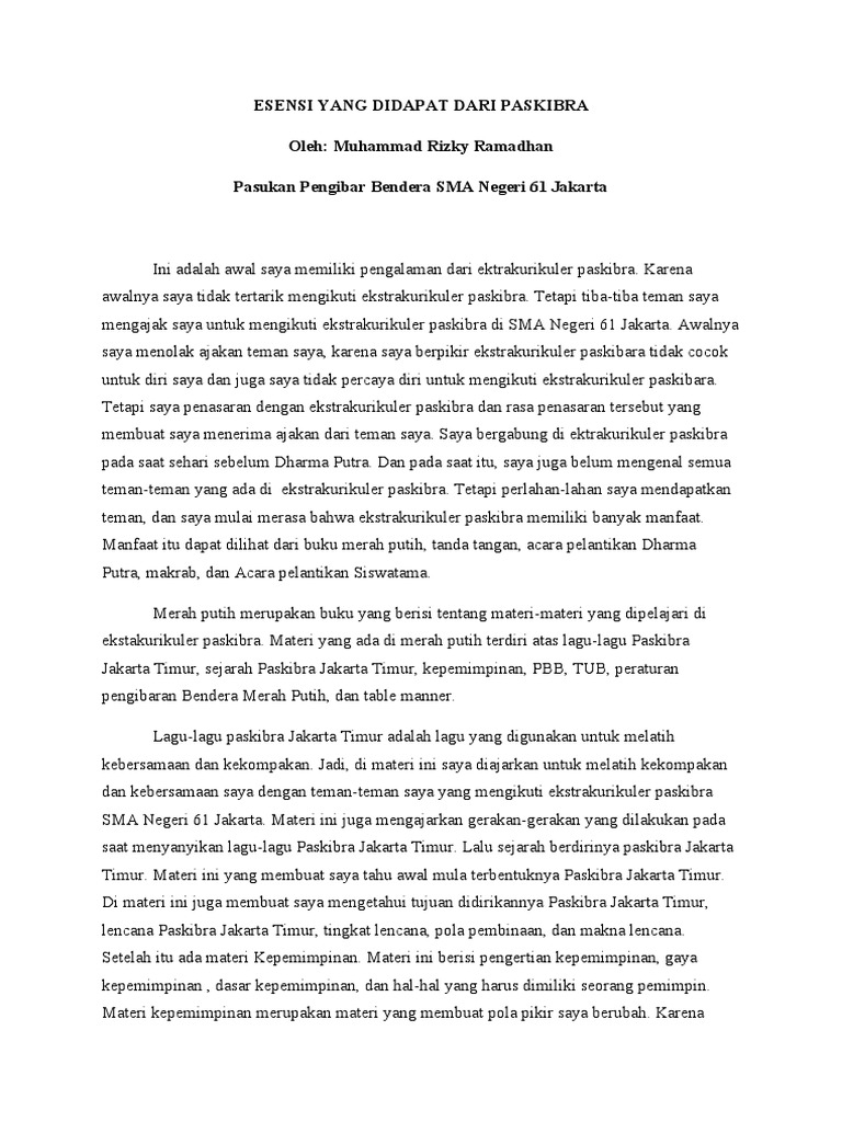 Essai Paskibra Muhammad Rizky Ramadhan | PDF | Pengembangan Diri