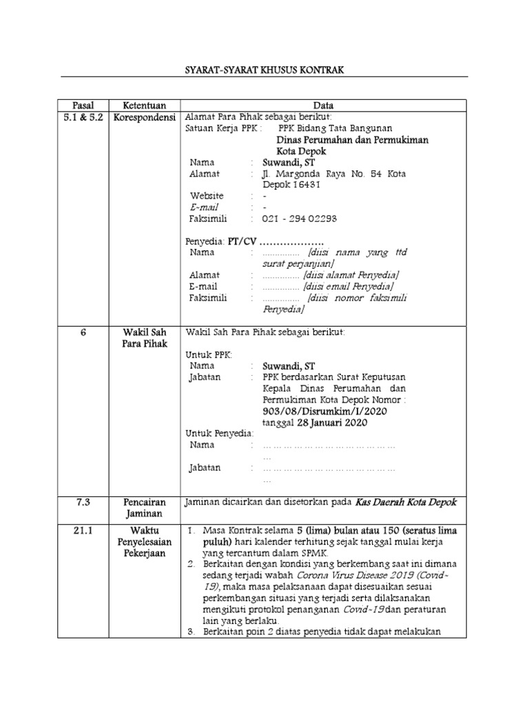 Draft SSKK SPV Kel Depok R3 | PDF