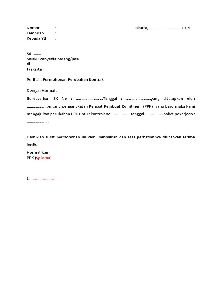 Surat Permintaan Addendum Edit | PDF