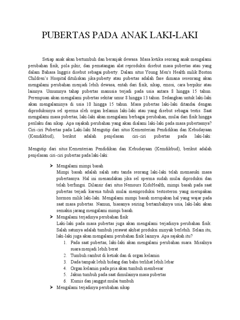 Pubertas Pada Anak Laki - Laki | PDF | Pengembangan Diri