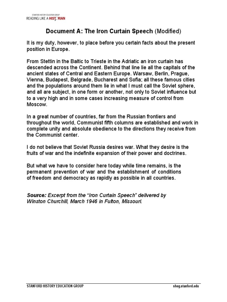 Cold War Student Materials | PDF | Winston Churchill | Iron Curtain